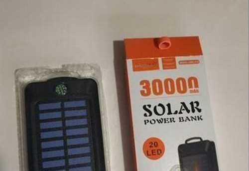 Powerbank 30000мА с солнечной батареей и фонариком