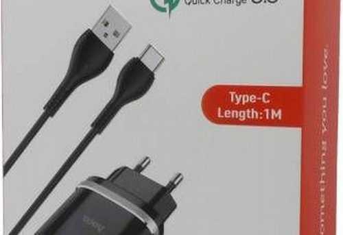 Набор 2 в 1 сзу + Кабель Type-C - USB hoco C12Q 3А