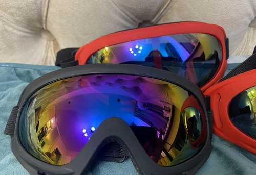 Горнолыжные очки новые, ремень для переноски лыж