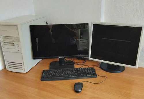 Компьютер в сборе с двумя мониторами