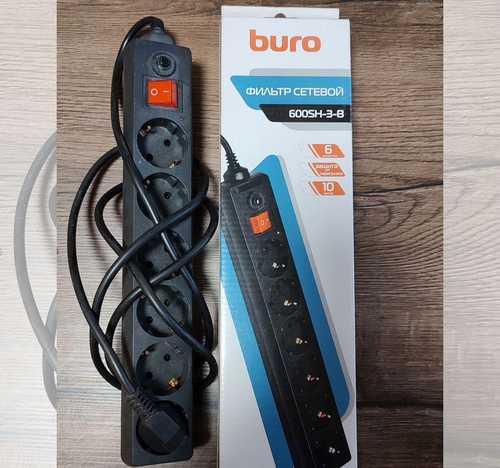 Сетевой фильтр Buro 600SH-3-B, 3м, черный