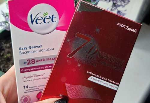 Восковые полоски Veet + отбеливающие полоски