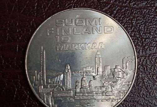 Монета 10 марок 1971 года. Серебро. Финляндия