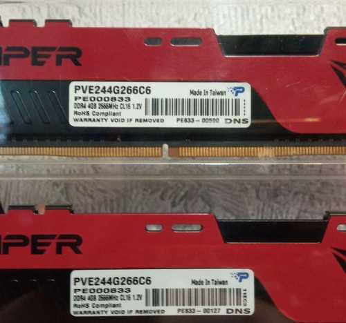 Оперативная память ddr4 patriot viper 2x4gb