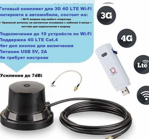 4G интернет в авто Модем Wi-Fi с антенной