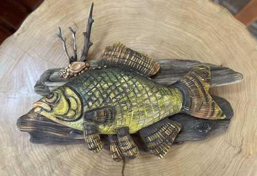 Картина деревянная рыба