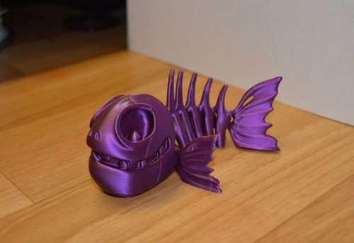 Игрушка рыба скелет 2х цветная