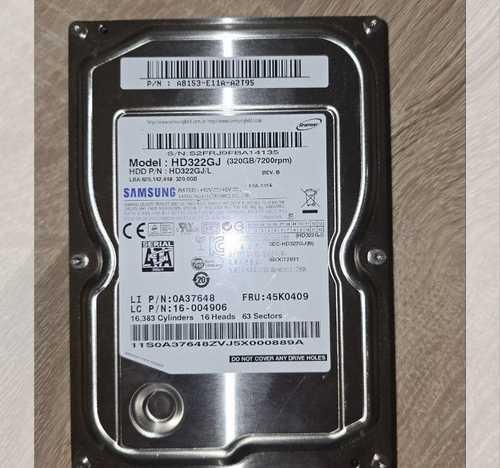 Жесткий диск HDD Samsung 320Gb/ 7200 обр/мин