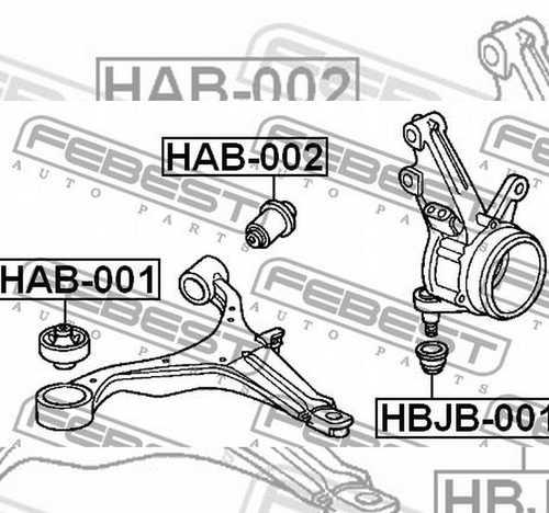 Сайлентблок задний переднего рычага febest hab002 для а/м honda