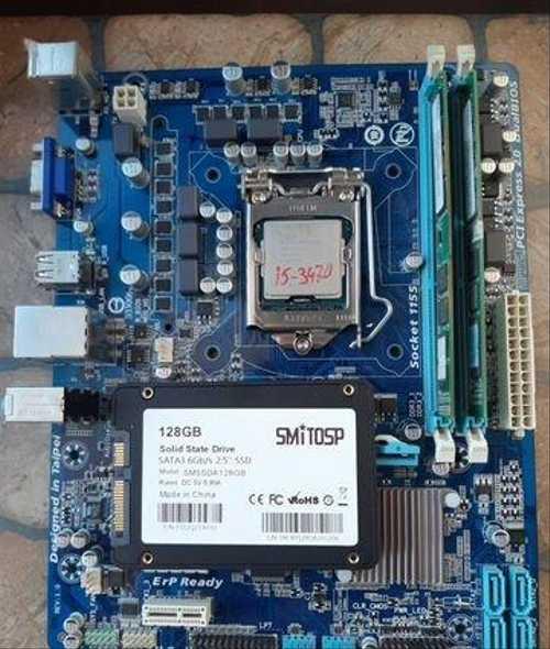 Материнская плата 1155+Процессор i5+8Gb +SSD+Кулер