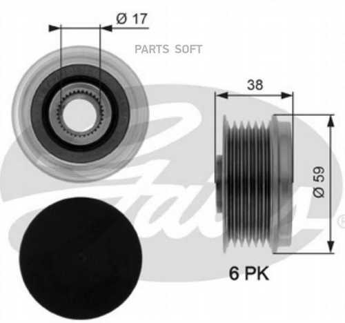 Шкив генератора Fiat Doblo Panda Punto. Opel Astra 1.3D CDTi 03 OAP7039