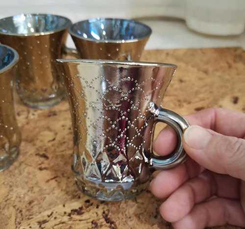 Кофейные чашки стекло золото