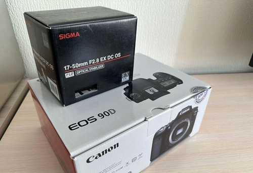 Canon 90D + sigma 17-50 2.8 ex+ canon 1EG(сумка)