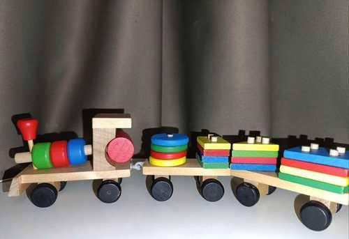 Каталка,деревянный поезд