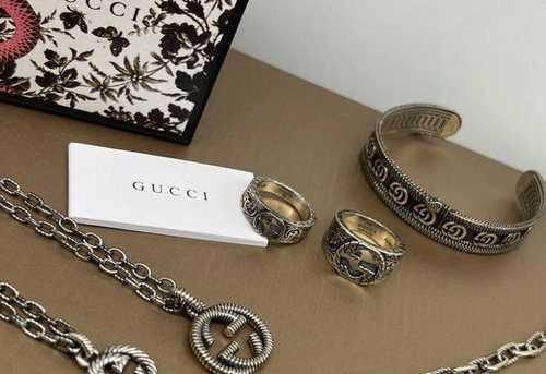 Серебряный комплект Gucci премиум качество