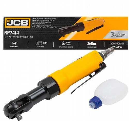 Пневмотрещотка с прорезиненной рукояткой 1/4" JCB JCB-RP7414