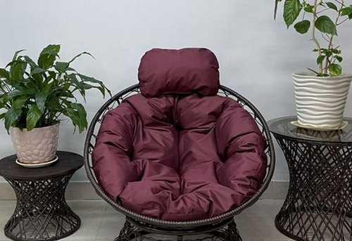 Кресло папасан мини с ротангом (коричневое)