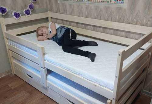 Детская кровать двухъярусная выдвижная без покраск