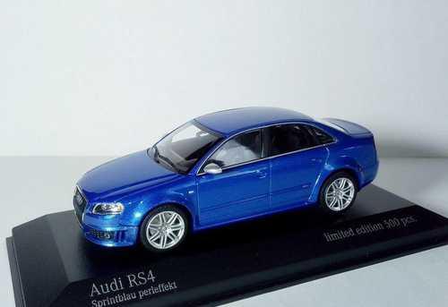 1/43 Audi RS4 B7 2004 Minichamps Ауди рс4 Б7 синий