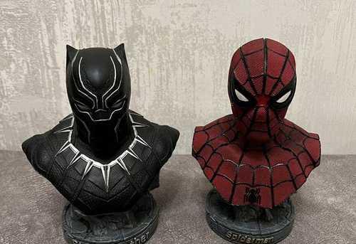 Бюст Spiderman и Black Panther (высота 18см)