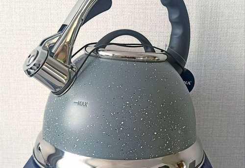 Чайник для плиты со свитском серый