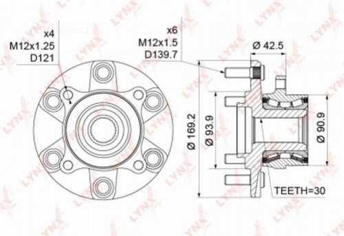 Lynxauto WH-1137 Ступица колеса перед прав/лев