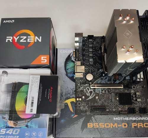 Комплект: Ryzen 5600, B550, 16Gb, кулер