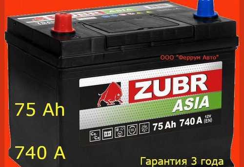 Аккумулятор zubr Premium Asia 12V 75 Ah обратная +