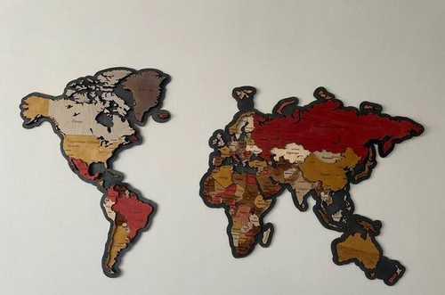 Карта мира на стену / Деревянная карта мира