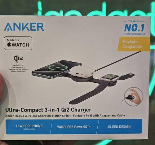 Anker MagGo Ultra Compact 3-в-1 Qi2 White