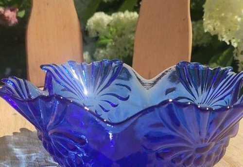 Конфетница ваза СССР ретро винтаж синяя кобальт