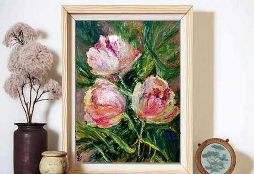 Картина маслом цветы Тюльпаны