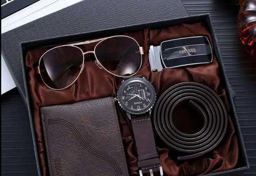 Мужской подарочный набор часы очки ремень кошелек