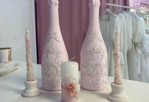 Свадебный набор шампанское фужеры свечи