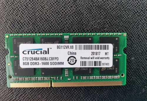 Crucial ddr3 8 gb 1600 so dimm