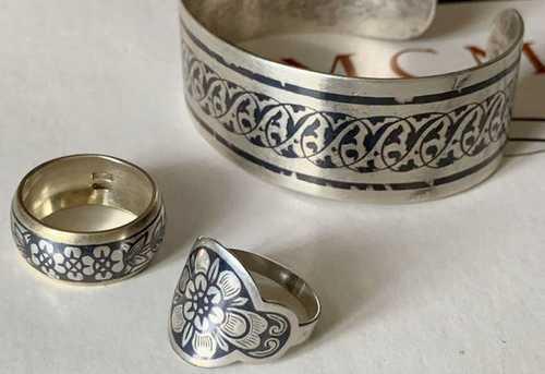 Браслет кольцо серебро 875 Северная Чернь