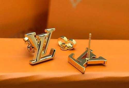 Серьги louis vuitton гвоздики медицинское золото