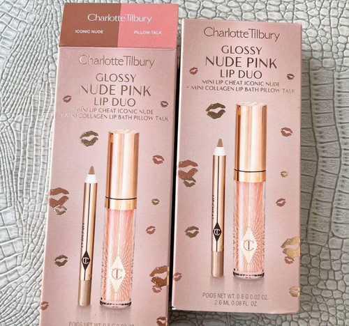 Набор Charlotte Tilbury glossy nude pink lip duo