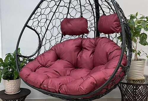 Садовое кресло кокон "Для двоих" плетения ротанг