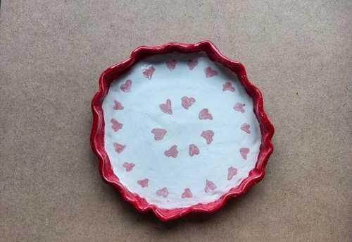 Блюдо тарелка ручная работа керамика сердце