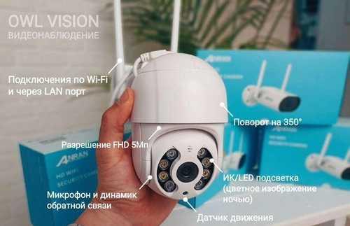 Поворотная беспроводная камера Wi-Fi 5 Мп