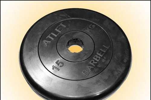 Обрезиненный диск 15 кг для штанг 50 мм Barbell