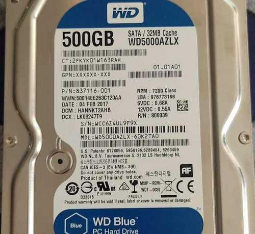 500 гб Жесткий диск WD Blue WD5000azlx второй