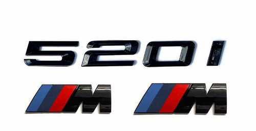 Комплект: шильдик 520 i BMW + M-performance черный