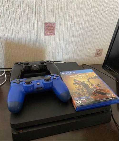 Sony PS4 slim 500gb + 2 геймпада + игры