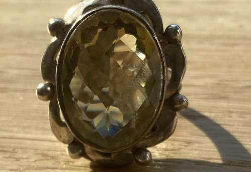 Кольцо серебро с цитрином