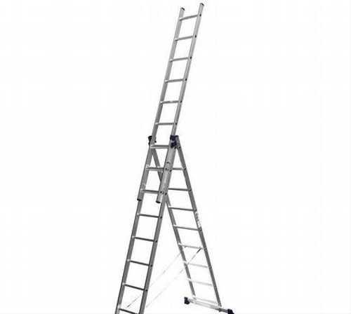 Трехсекционная лестница сибин 9 х 3 ступеней