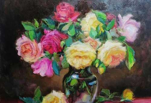 Картина маслом на холсте "Розы"