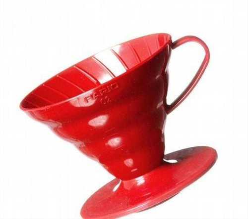 Пластиковая воронка Hario для кофе, красная