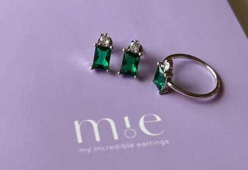 Кольцо (размер 16) и серьги бренда MIE(miestilo)